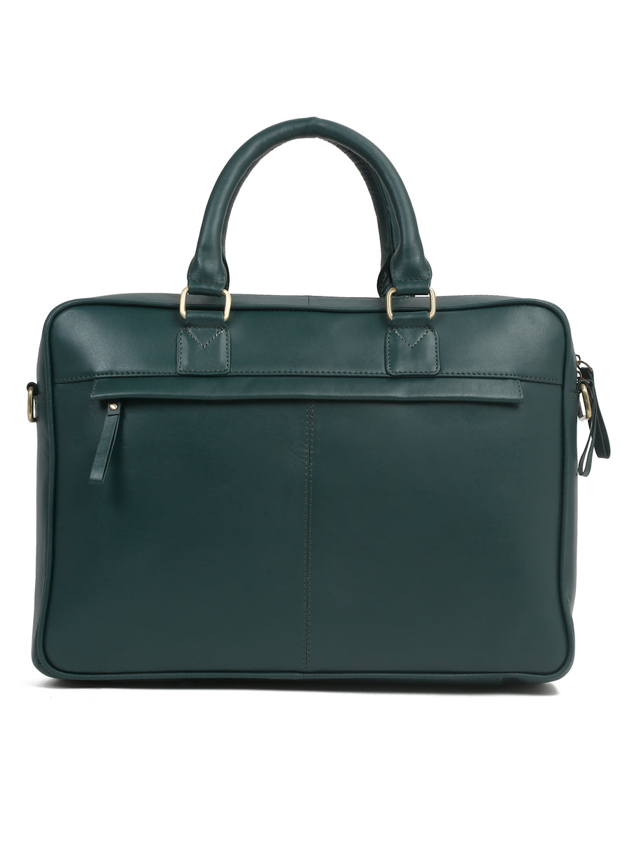 Unisex Green Leather Laptop Bag | Teakwood Leathers