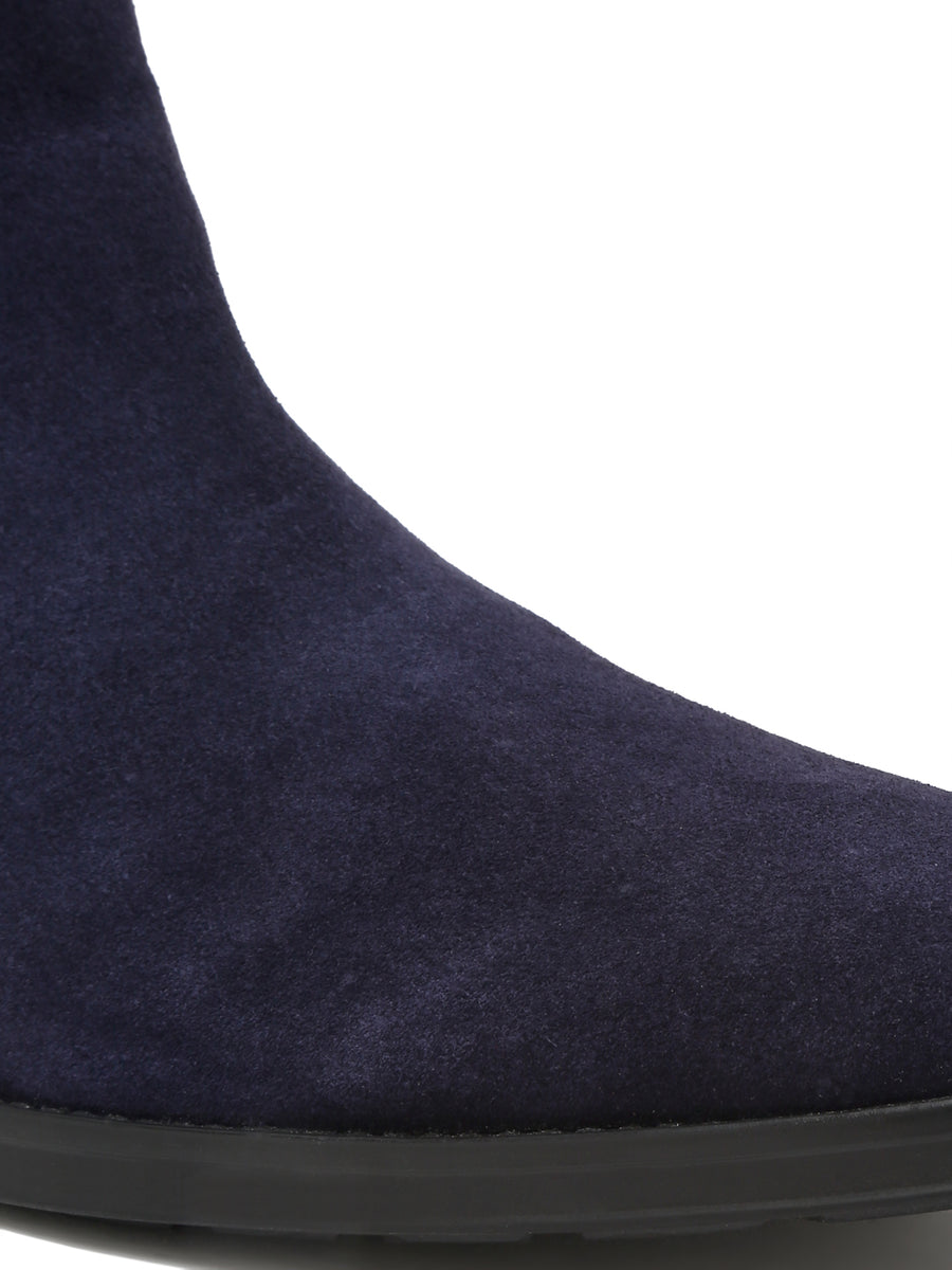 Men Navy Suede Mid-Top Chelsea Boot – Teakwood Leathers