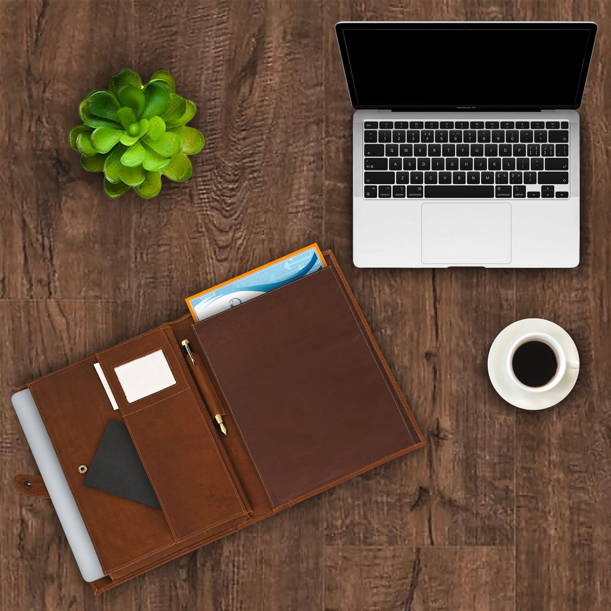 Unisex Brown Solid Genuine Leather Portfolio / File Folder - Clearance ...
