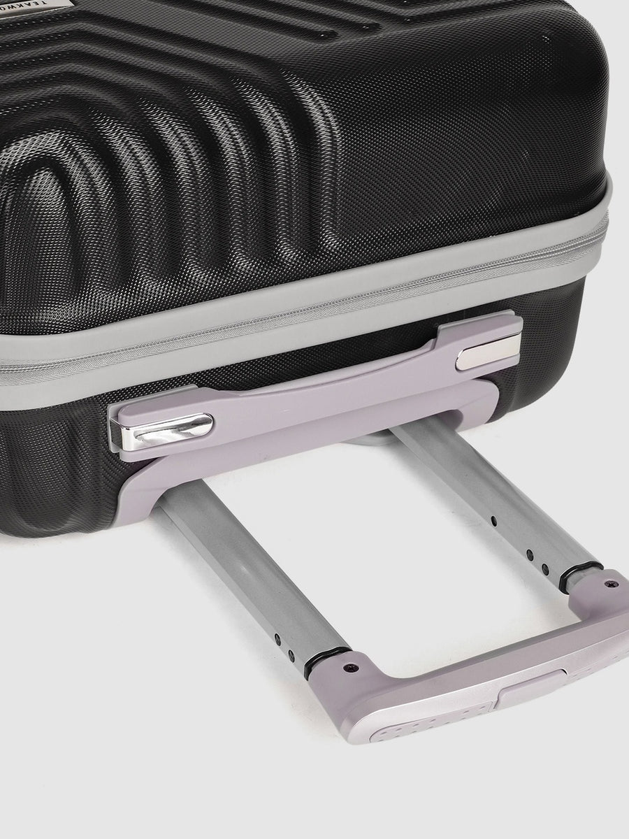 Black-Toned Textured Hard-Sided Cabin Trolley Suitcase – Teakwood Leathers