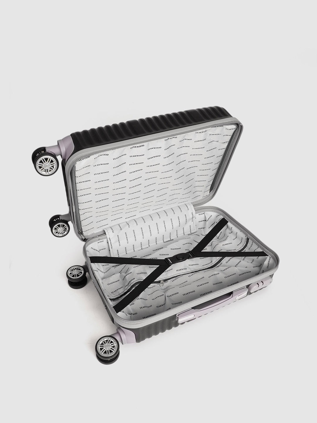 Black-Toned Textured Hard-Sided Cabin Trolley Suitcase – Teakwood Leathers
