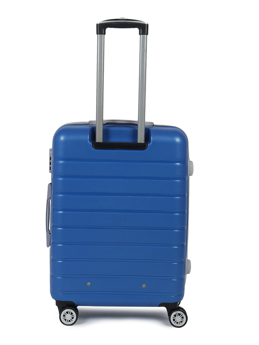 Unisex Blue Textured Hard Sided Cabin Size Trolley Bag – Teakwood Leathers
