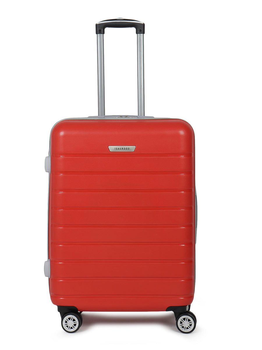 Unisex Red Textured Hard Sided Cabin Size Trolley Bag – Teakwood Leathers