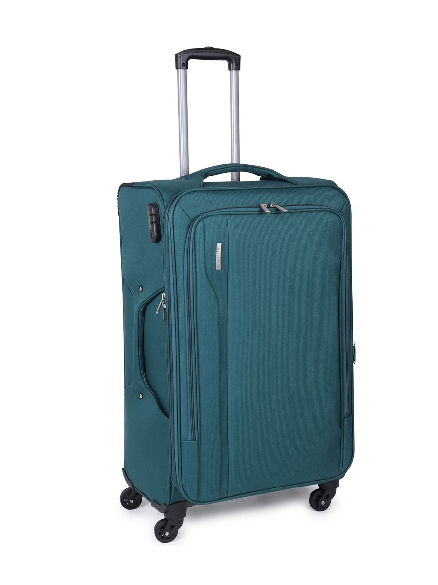Unisex Set Of 3 Teal Solid Soft-sided Trolley Suitcases – Teakwood Leathers